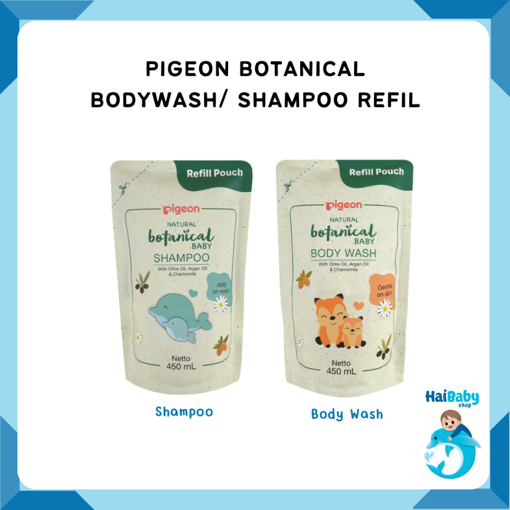 Jual PIGEON Botanical Baby Body Wash 450ML/ Baby Shampoo 450ML Refill ...