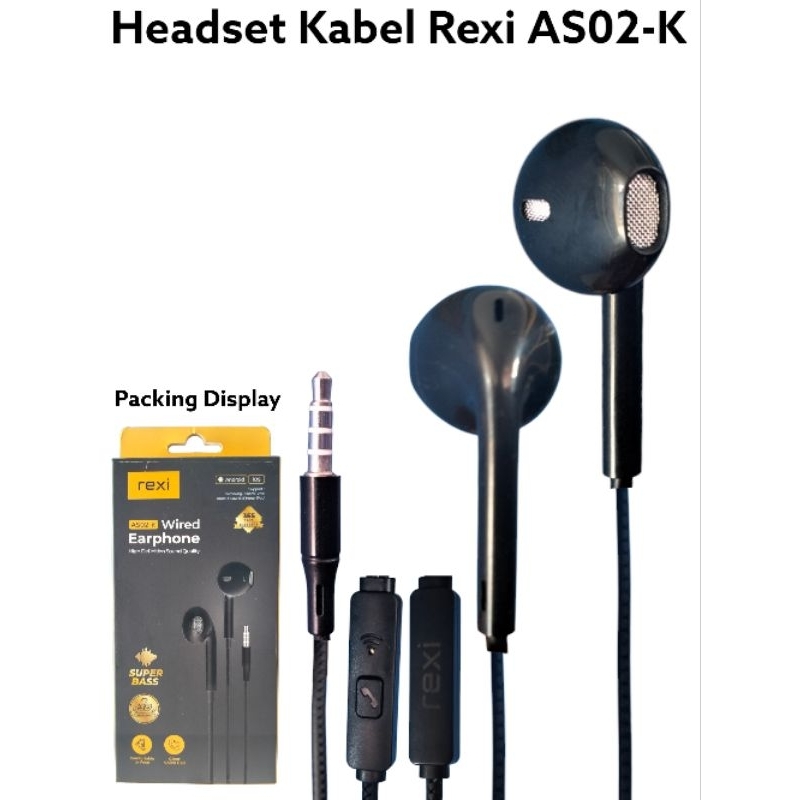Jual Headset Kabel Rexi AS02-K (Warna Hitam) | Shopee Indonesia