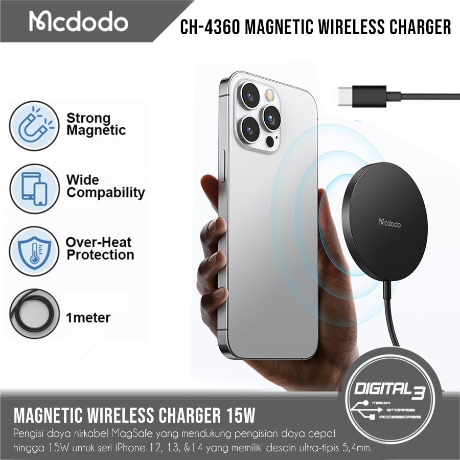 Jual MCDODO CH-4360 Magsafe Wireless Magnetic Fast Charger Pad 15W Iphone | Shopee Indonesia