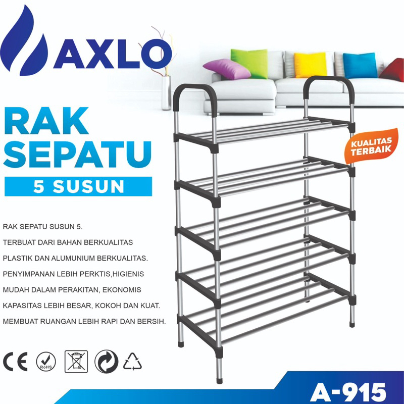 Jual RAK SEPATU Susun 5 Tingkat Stainless Steel Tempat Sepatu Sandal ...