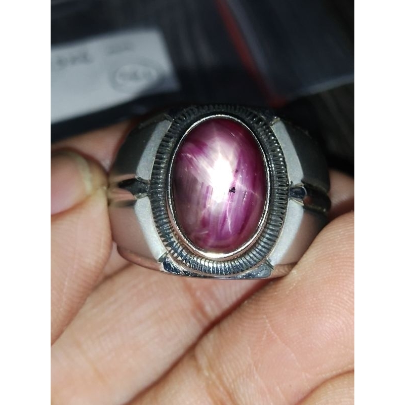 Jual Natural Ruby Star 13x9x6 mm 6 Rays Merah Delima Ring Oval Cabochon ...