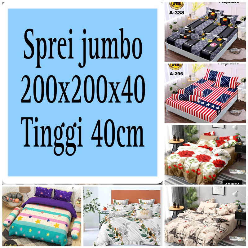 Jual sprei ukuran king jumbo 200x200x Tinggi 40cm halus lembut | Shopee ...