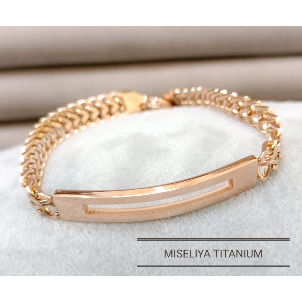 Jual gelang rantai rose gold titanium anti karat model tulang belut ...