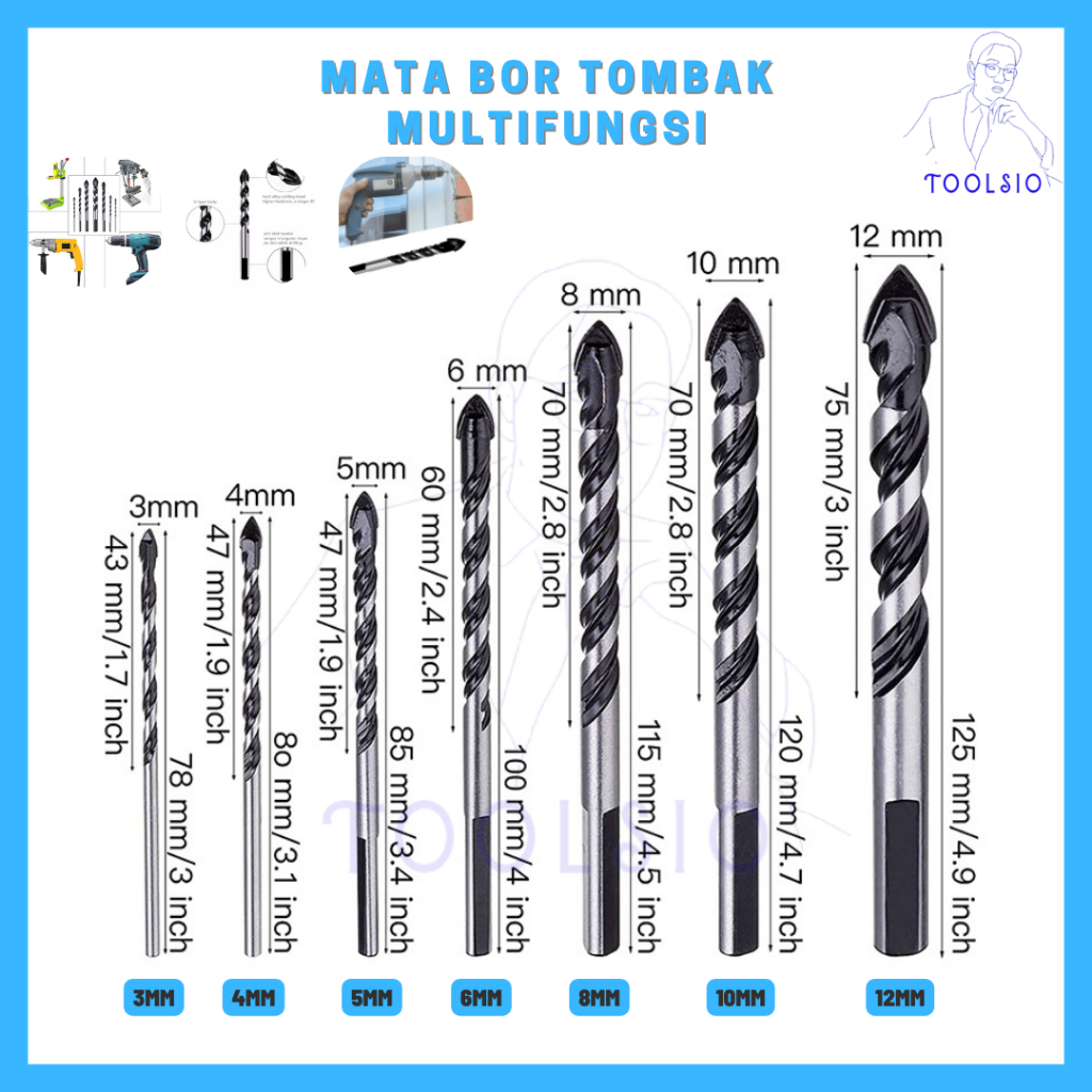 Jual mata bor untuk keramik/beton/kaca/granit keramik/mata bor 6mm 8mm ...