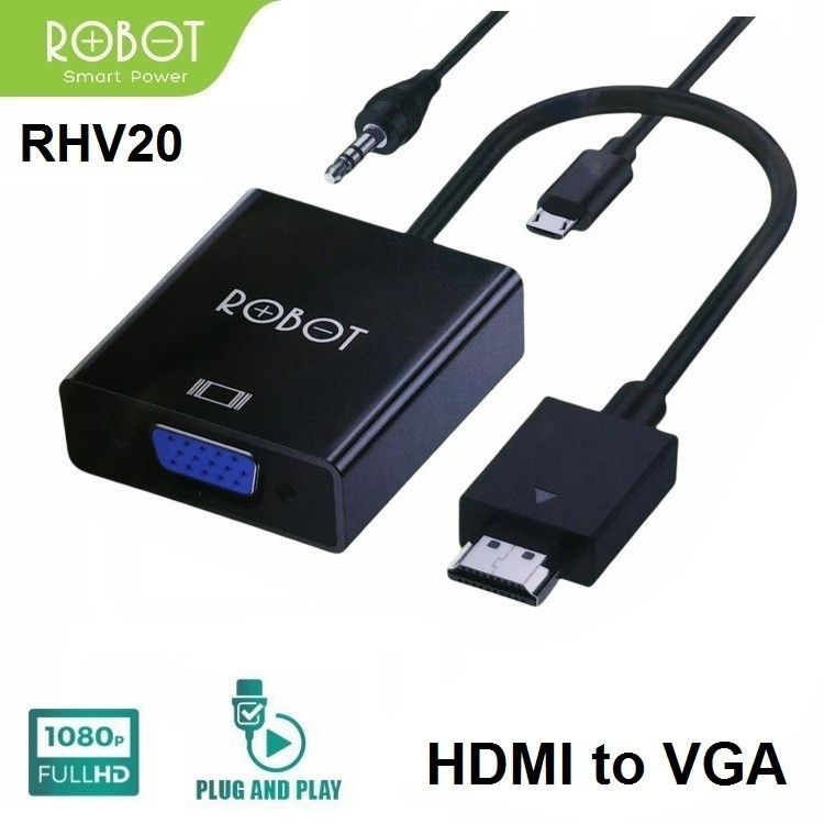 Jual Converter HDMi TO VGA Audio ROBOT RHV20 RHV 20 | Shopee Indonesia