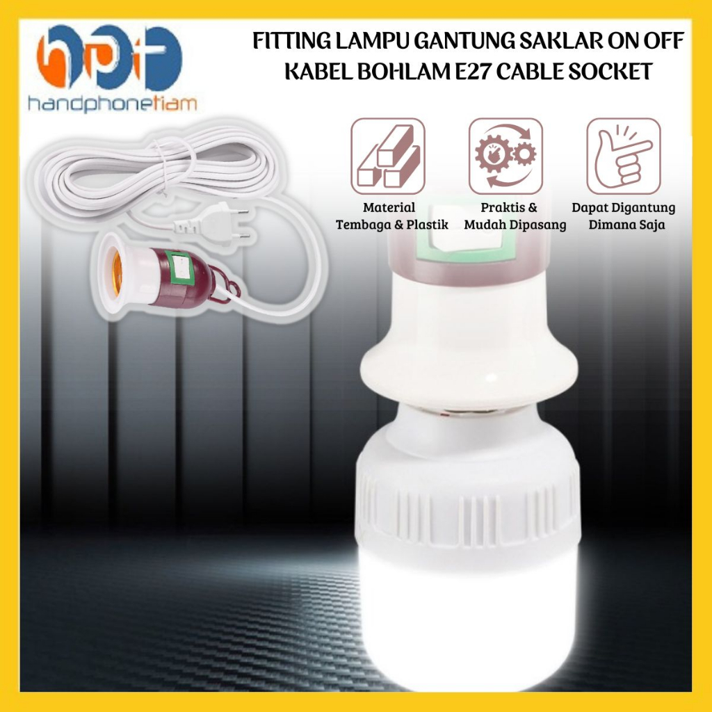 Jual Fitting Lampu Gantung E27 + Saklar On Off | LED Downlight Lamp ...