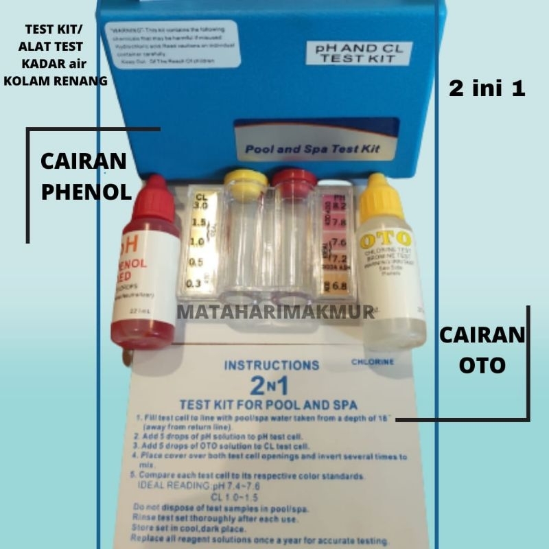 Jual Test kit 2 in 1 yuho, Alat tes PH air kolam renang | Shopee Indonesia