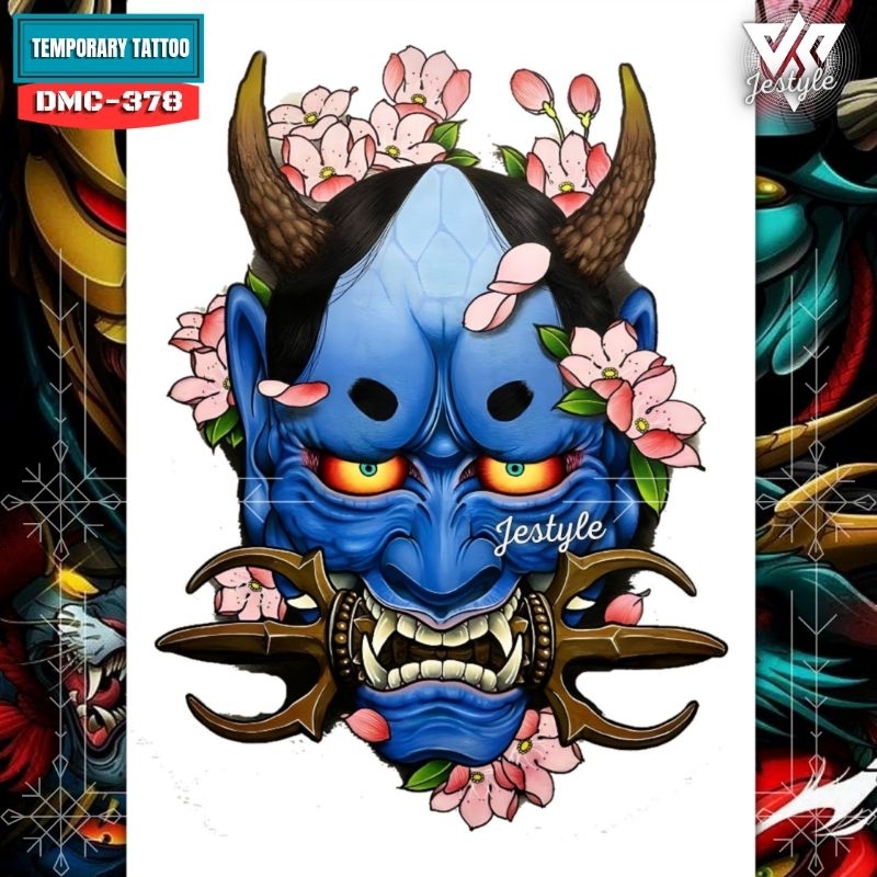 Jual [DMC-378] Tato Temporer Temporary Tattoo Topeng iblis Demon ...