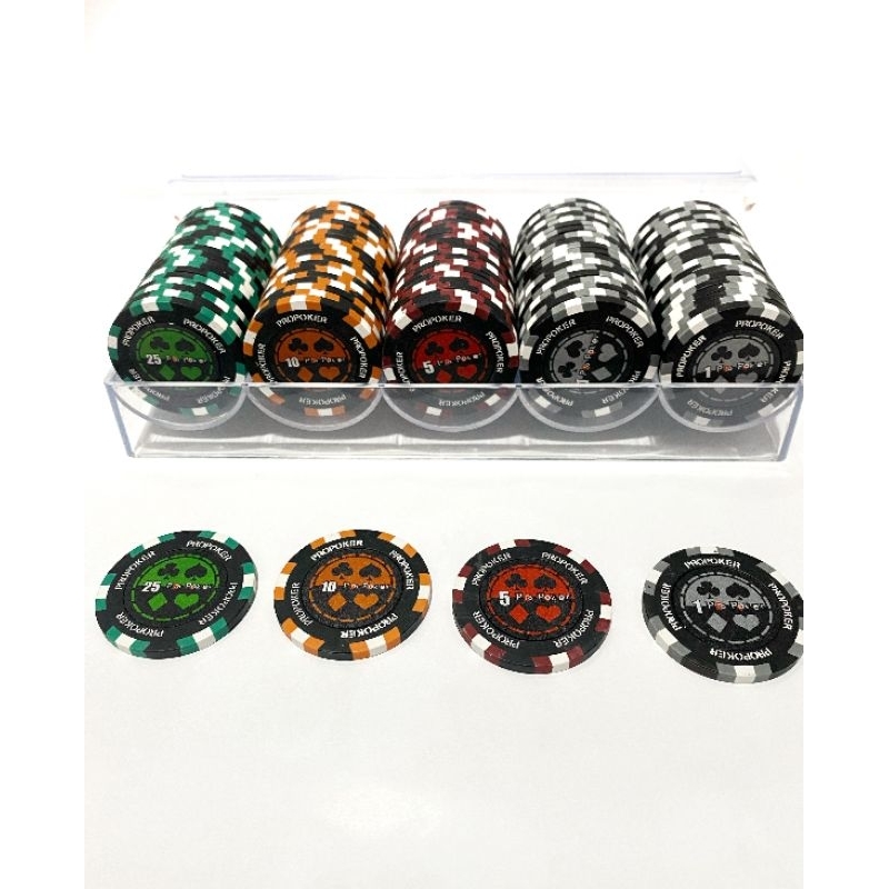 Jual Texas Holdem Poker Chip Set 100 Clay Coin Chip With Box | Shopee ...