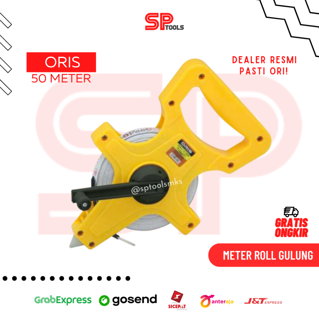 Jual METERAN ROLL / METER ROL TANCAP GULUNG 50 METER 50M ORIS HANDLE ...