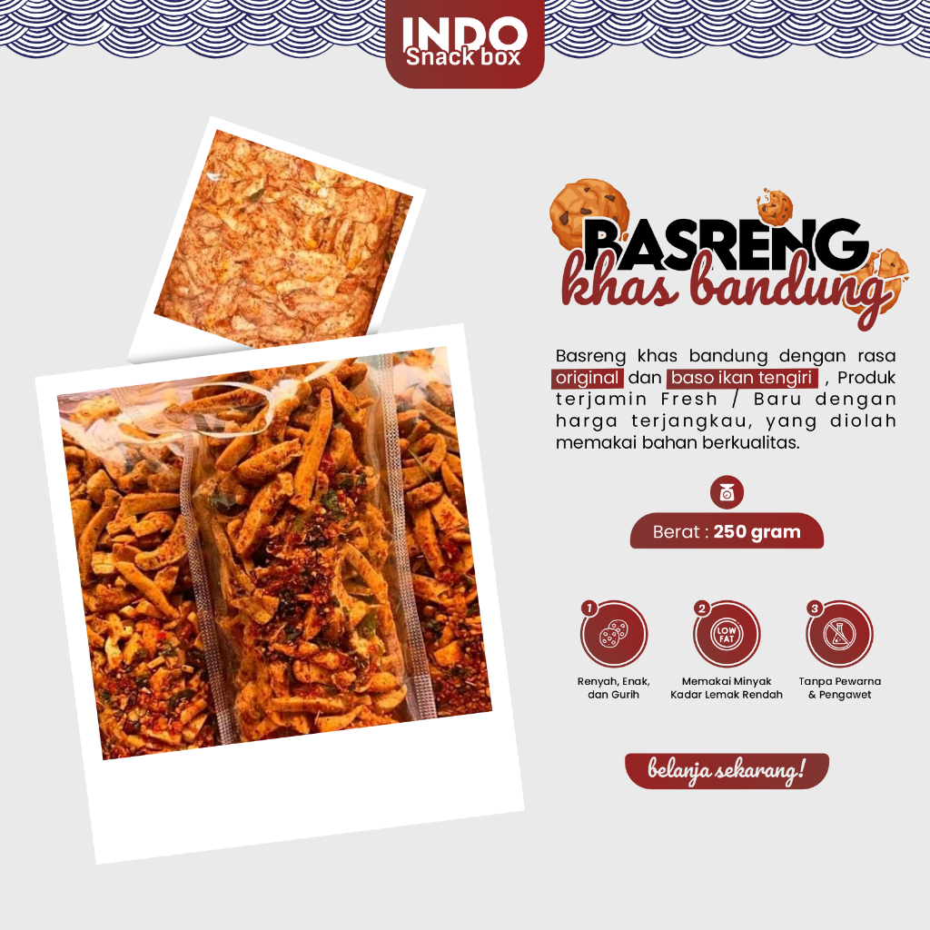 Jual Basreng Stik Khas Bandung Cemilan Kiloan Baso Goreng Kemasan 250 ...