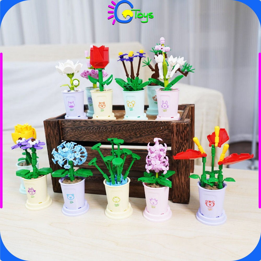 Jual CR-M344 Mainan Edukasi DIY Florist Tanaman Pot Building Block Nano ...