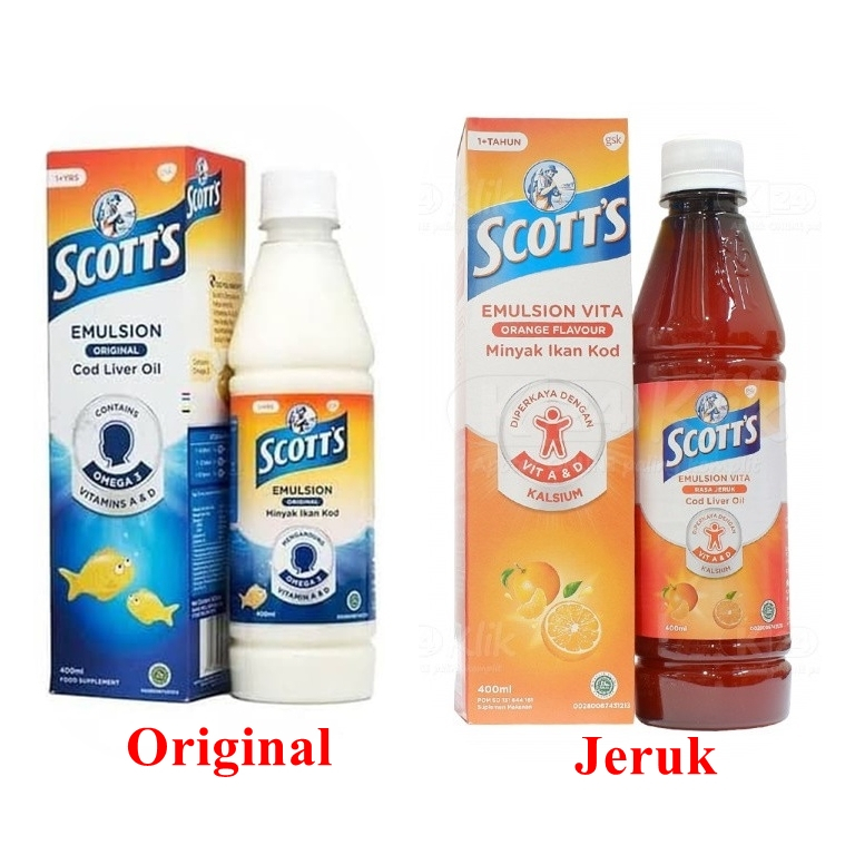 Jual SCOTTS EMULSION ORIGINAL, VITA JERUK COD LIVER DHA 400 ML | Shopee ...