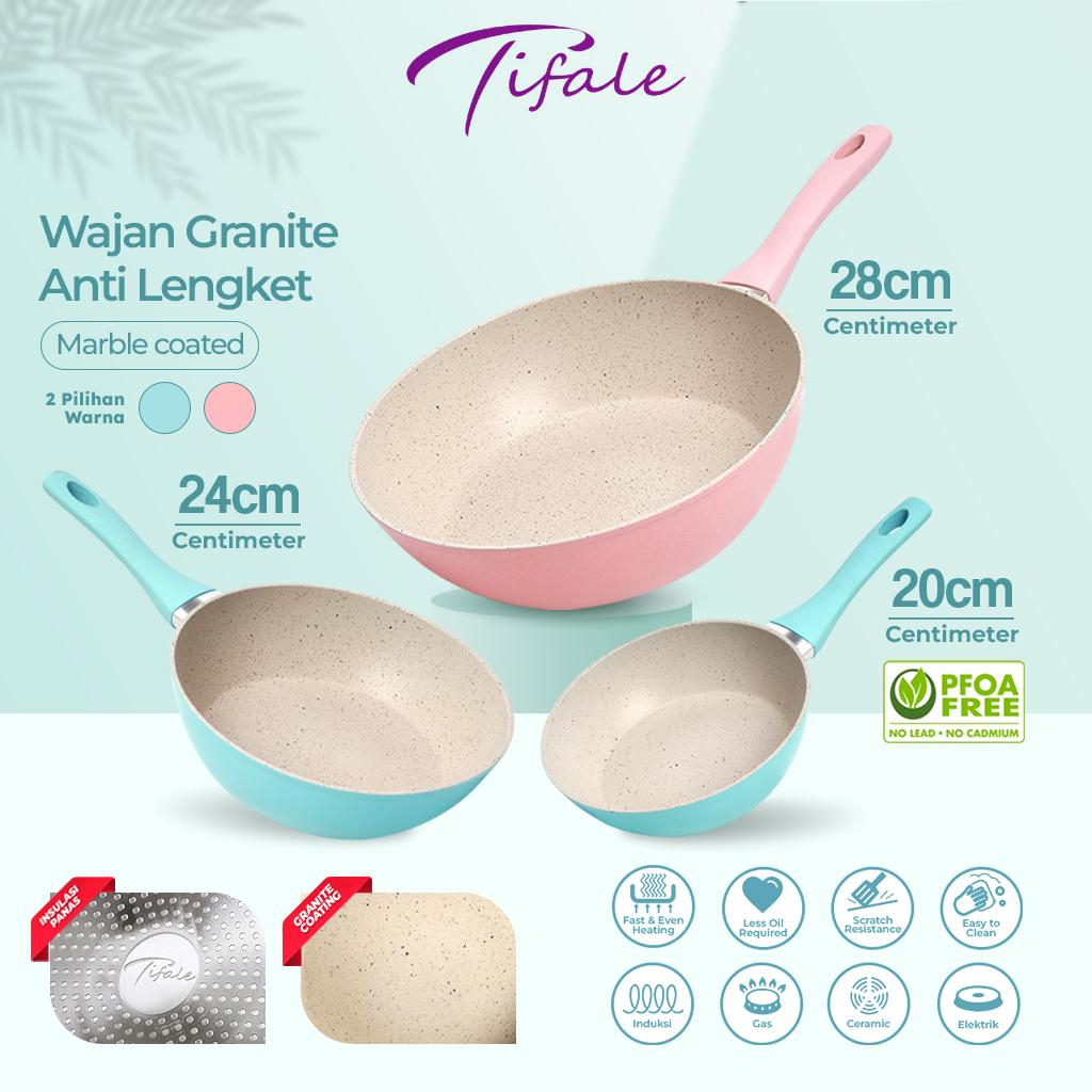 Jual Tifale Pastel Granite Coated Series Fry Pan 20CM 24CM 28CM Anti lengket handle bakelite ...