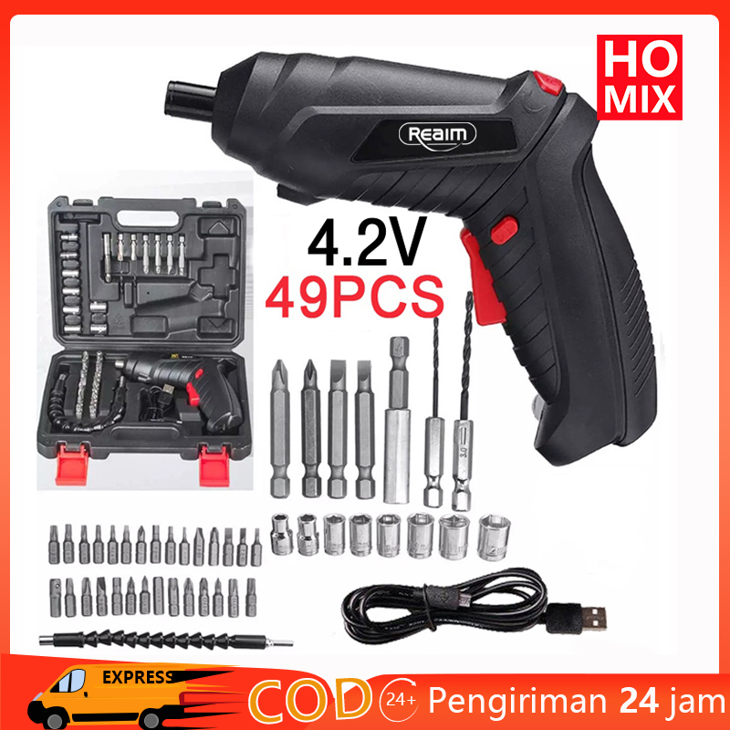 Jual HOMIX Cordless Bor Screwdriver 4.2 V Mesin bor baterai impact ...