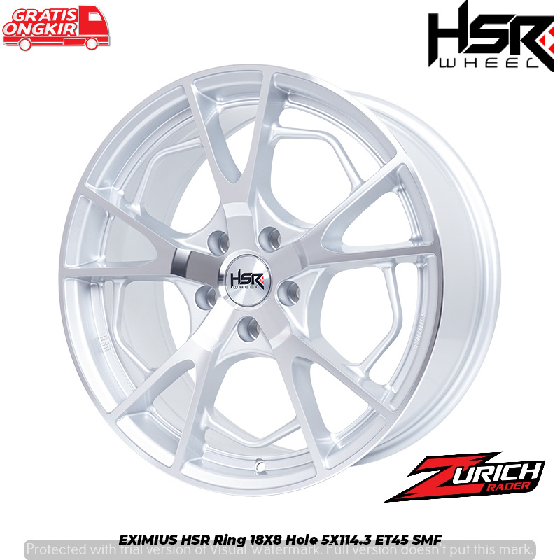 Jual velg mobil racing ring 18 original HSR EXIMIUS R18 lebar 8 pcd 5x114 offset 45 smf buat ...