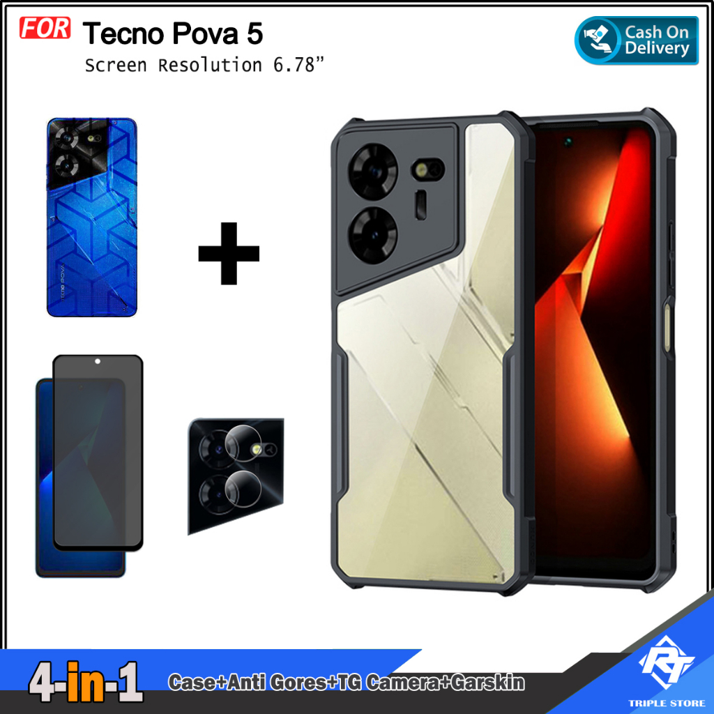 Jual Paket 4in1 Case Tecno Pova 5 Pova 5 Pro Free Anti Gores Free TG ...