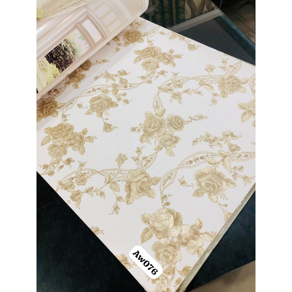 Jual WALLPAPER DINDING BUNGA MAWAR GOLD KLASIK TEBAL FLORAL HOME ...