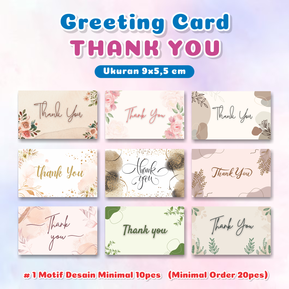 Jual Greeting Card Thank You Ukuran 9x5,5 cm - Gift Card - Thankyou ...