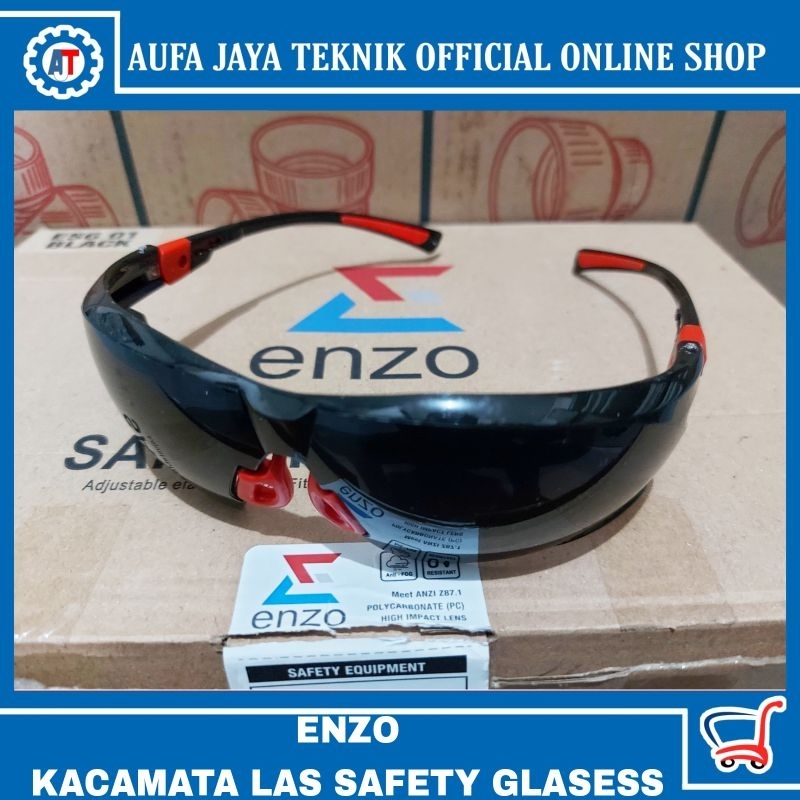 Jual kacamata las hitam safety glasess enzo | Shopee Indonesia
