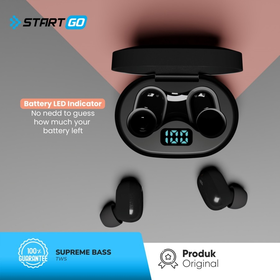 Jual Advan StartGo SUPREME BASS Bluetooth Earphone LED TWS (spt Robot ...