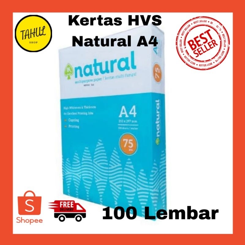 Jual 100 Lembar !!! Kertas HVS Natural A4 75 gsm / 70gsm | Shopee Indonesia