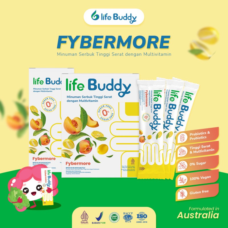 Jual Life Buddy Fybermore Fiber Drink Anti Melilit 1 Box Isi 10 Sachet ...