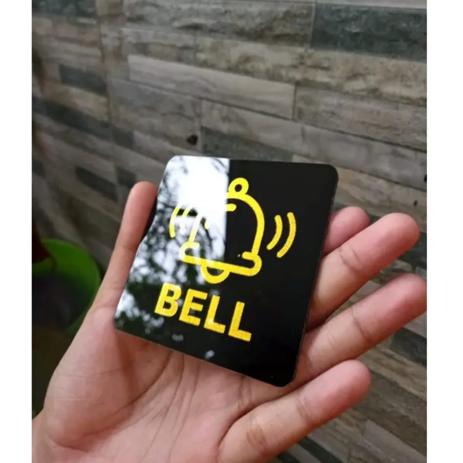 Jual PAPAN AKRILIK TULISAN BELL / SIGN AKRILIK PINTU TEMPEL - BELL EMAS ...