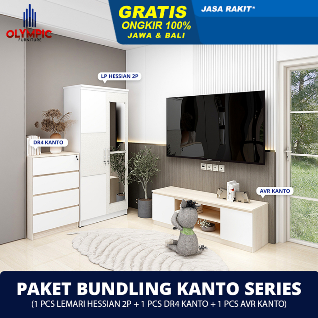Jual Paket Bundling Kanto Series 1 / Drawer + Meja TV + Lemari Pakaian ...