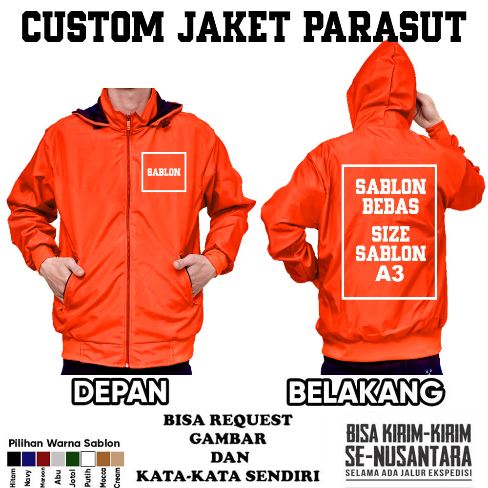 Jual CUSTOM JAKET PARASUT GAMBAR ATAU KATA KATA SABLON DTF PRINTING ...