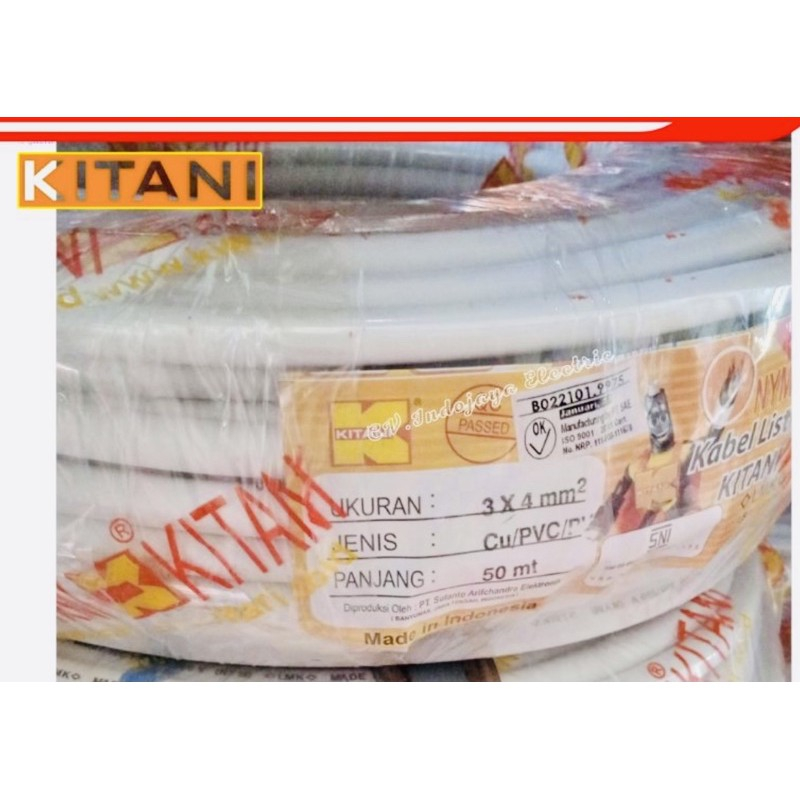 Jual Meteran Ecer Kabel Listrik Nym 3X4mm SNI LMK Kabel Kawat Tembaga U ...