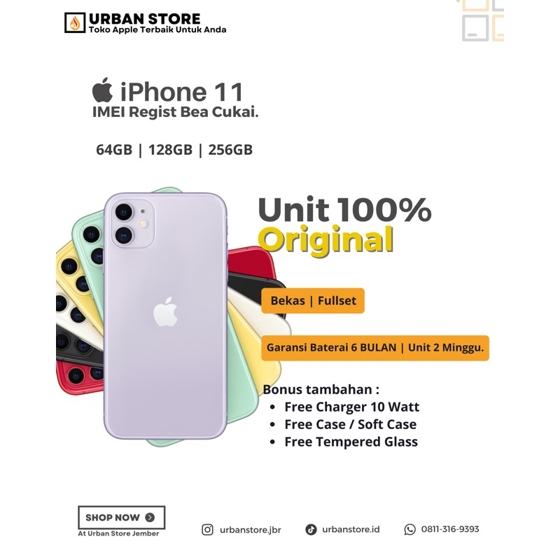 Jual IPHONE 11 64/128/256 SECOND BEA CUKAI | Shopee Indonesia