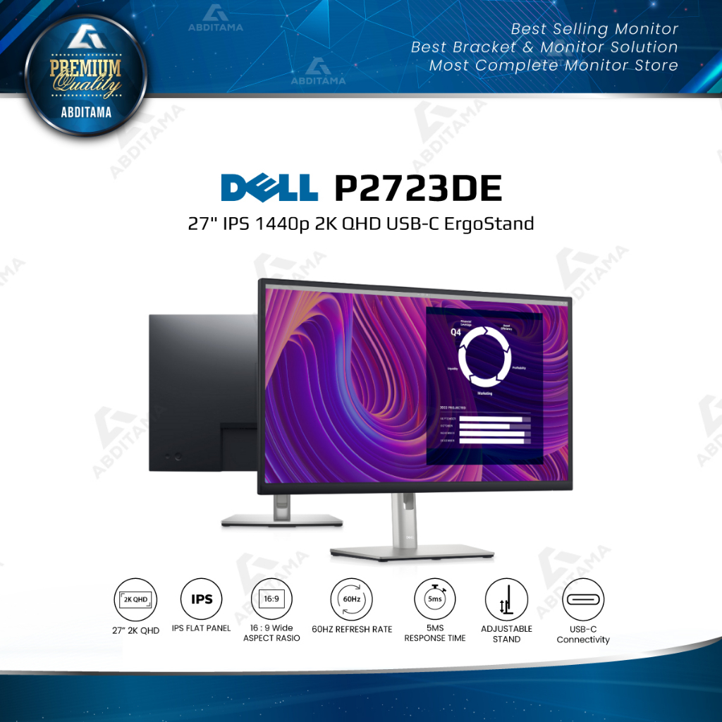 Jual Monitor LED Dell P2723DE 27" IPS 1440p 2K QHD USB-C ErgoStand ...