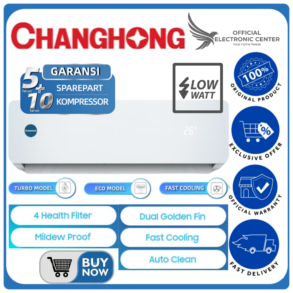 Jual CHANGHONG AC 1/2 PK CSC-05NVB/CHOL-05L 05L 05NVB STANDARD LOW WATT ...