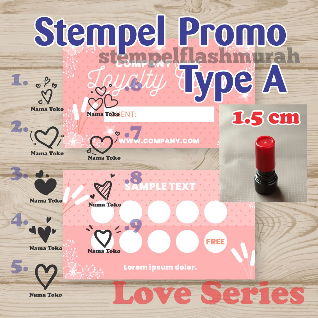 Jual stempel promo A nama toko member hearth love 1cm 1,5cm gift shop ...