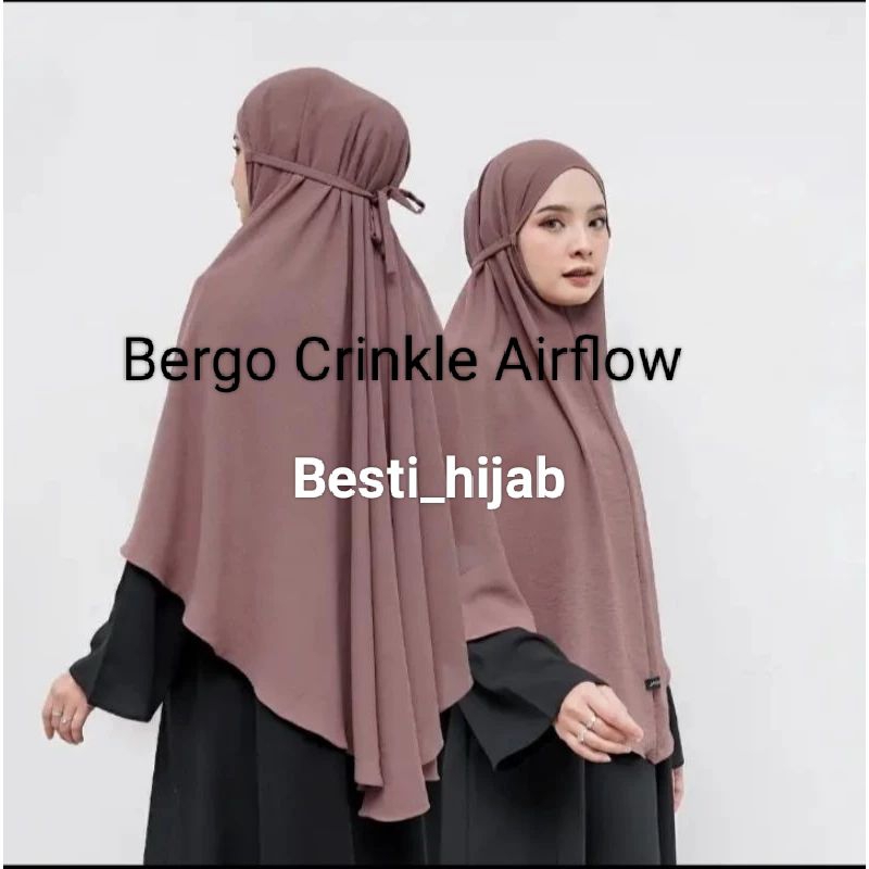 Jual Bergo Crinkle Airflow Jumbo Premium XL / Jilbab Bergo Crinkle Tali / Hijab / Kerudung Bergo ...