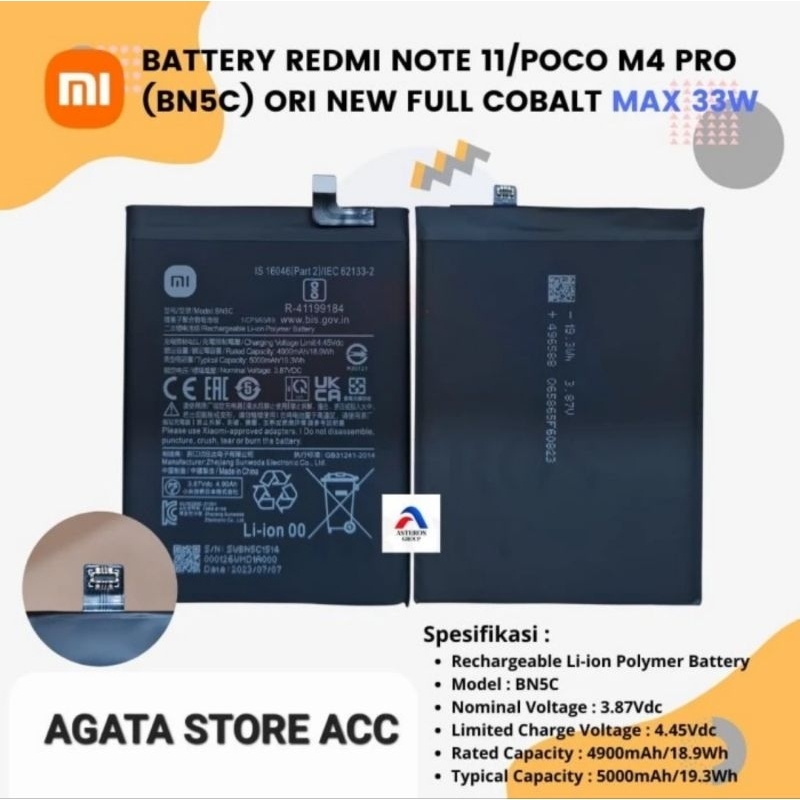 Jual Baterai Batre Poco M4 Pro / Mi Note 11 5G BN5C Original Battery ...