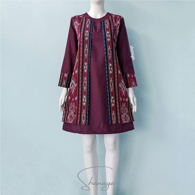 Jual Shanaya Tunik Batik Tenun Kombinasi Toyobo Tenun Original Batik ...