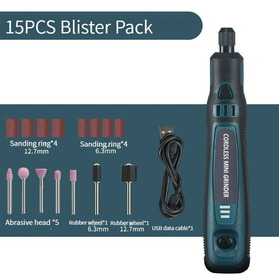 Jual CORDLESS MINI GRINDER 3.6V 700MAH SET 15PCS BLISTER PACK GERINDA ...