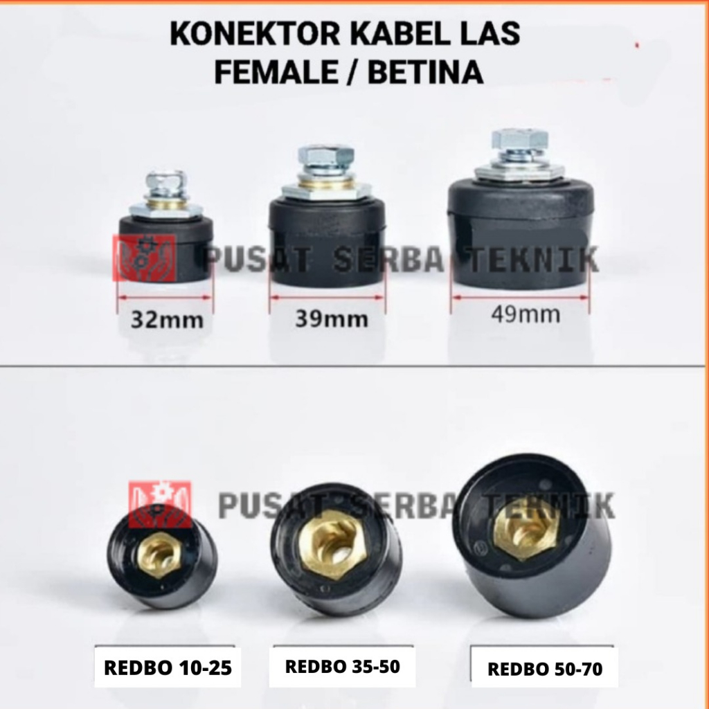 Jual Kabel Konektor Las Male+Female REDBO Cable Socket Connector 1SET ...