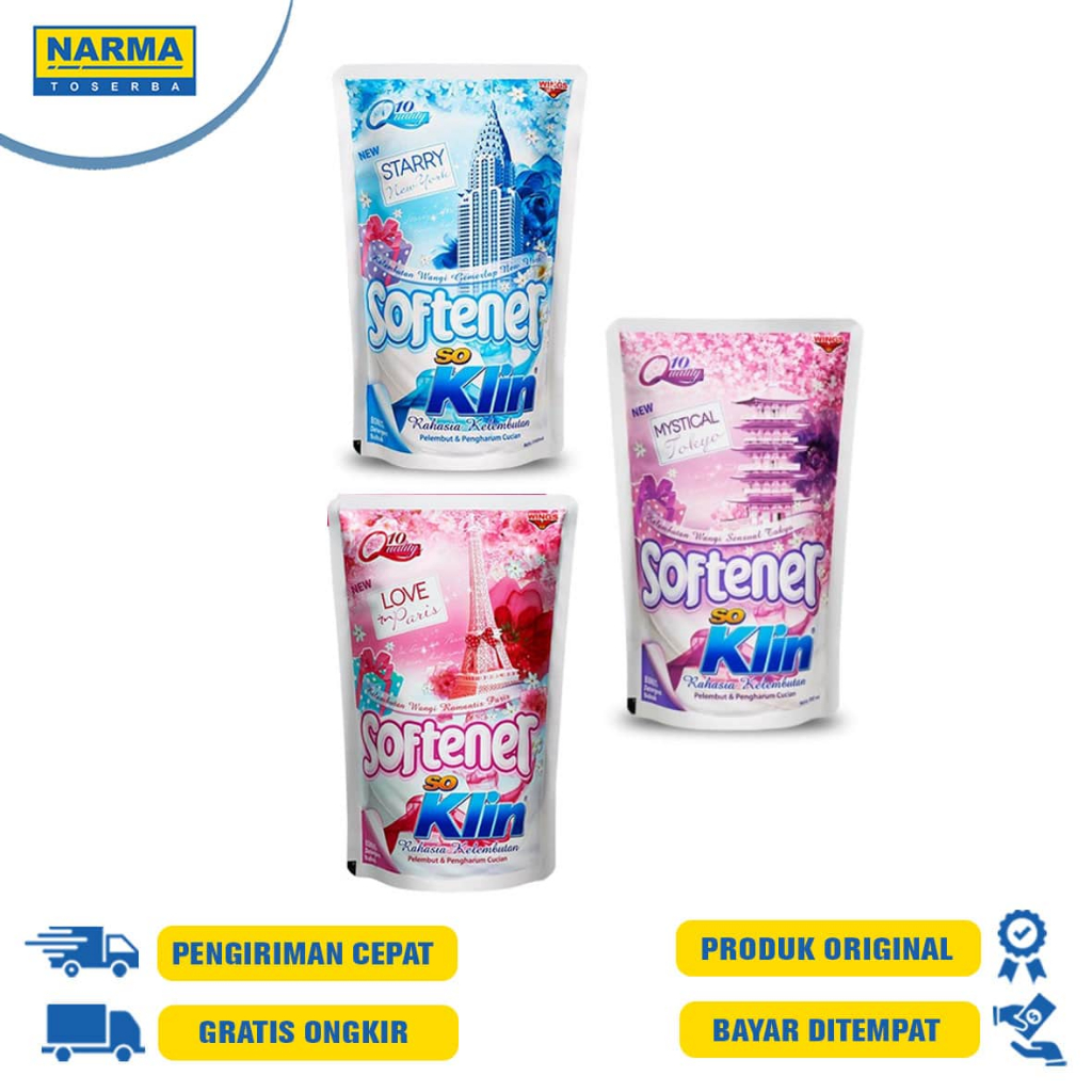 Jual SOKLIN SOFTENER BLUE CLOUD/PINK COTT/PURPLEJA/ALL VARIANT 900 ML ...