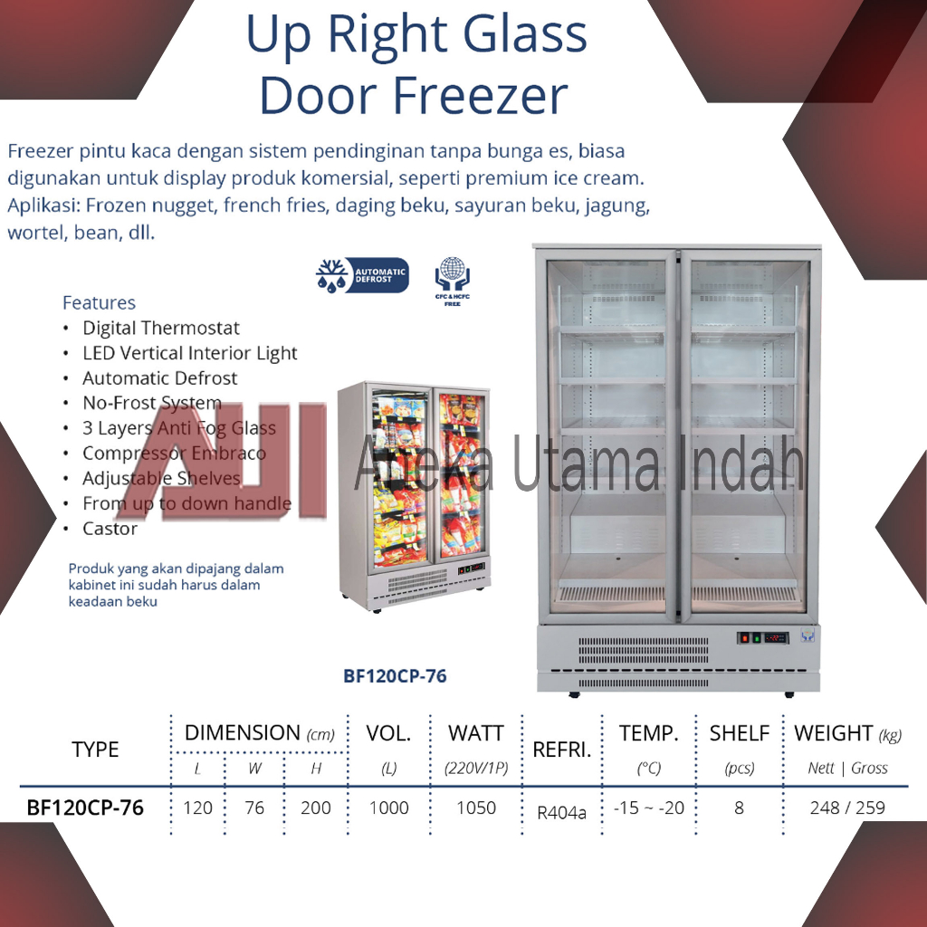Jual GEA UP RIGFHT GLASS DOOR FREEZER TYPE BF120CP-76/KULKAS FREEZER ...