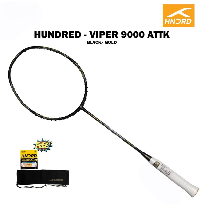 Jual Raket Badminton Original Hundred Viper 9000 Attack ATK Black Gold ...