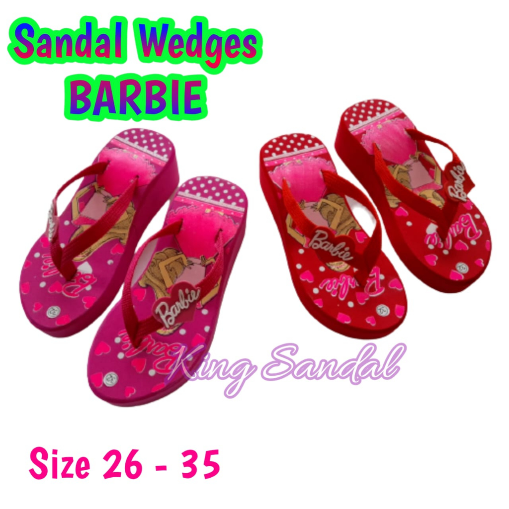Jual Sandal Wedges Jepit Bungkus Barbie Anak Perempuan Sendal Motif ...