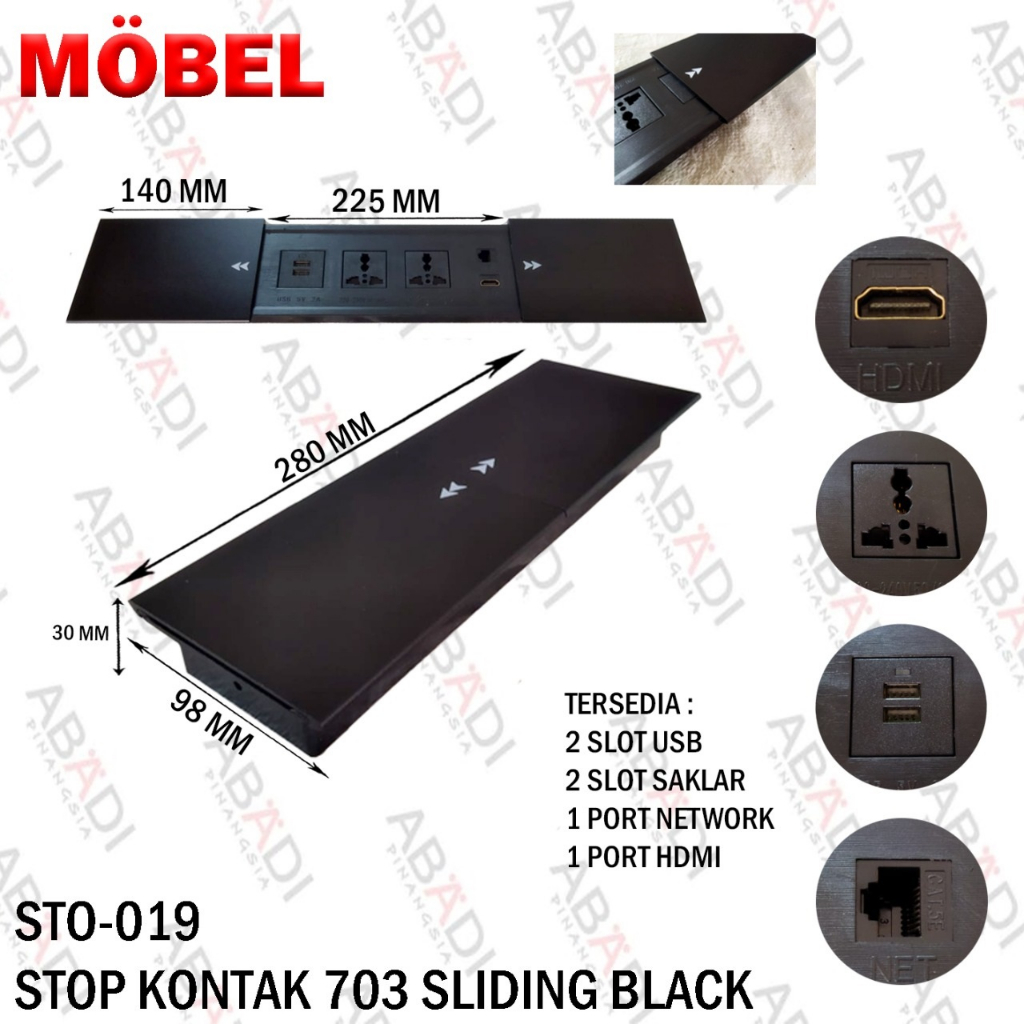 Jual Box Stop Kontak Soket Socket Pop-Up Sliding 3 Kaki USB HDMI ...