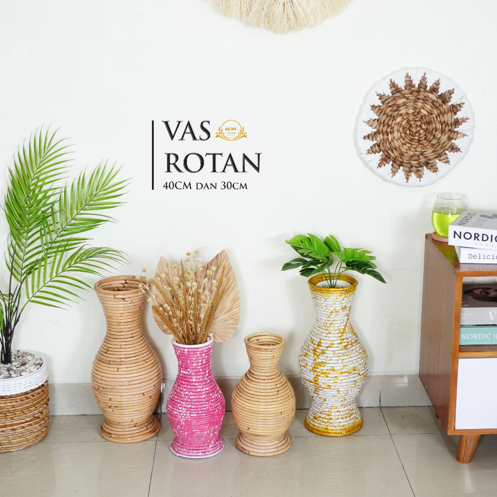 Jual VAS POT GUCI DARI ROTAN TINGGI 30CM DAN 40CM | Shopee Indonesia