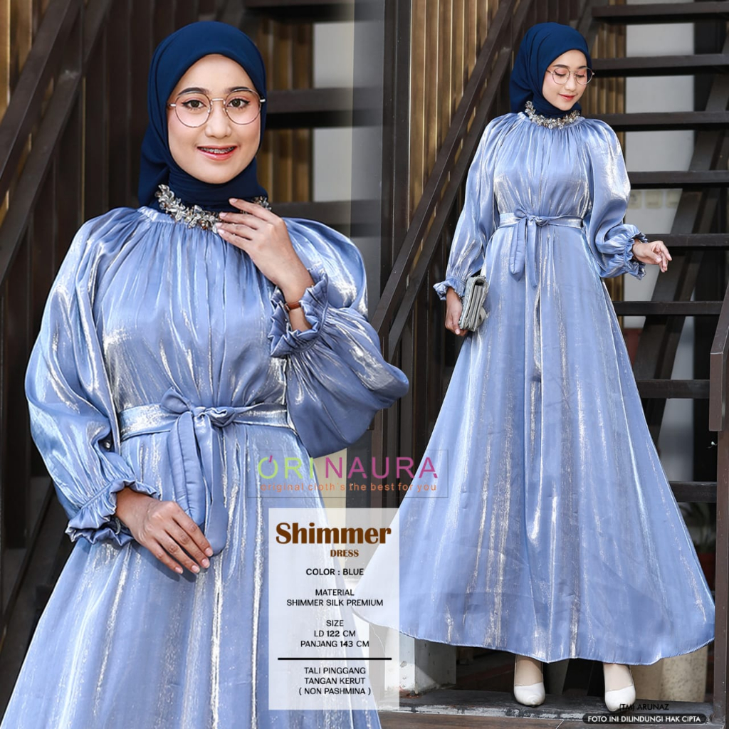 Jual Shimmer Dress Shimmer Dres Silk Premium Gamis Muslim Wanita