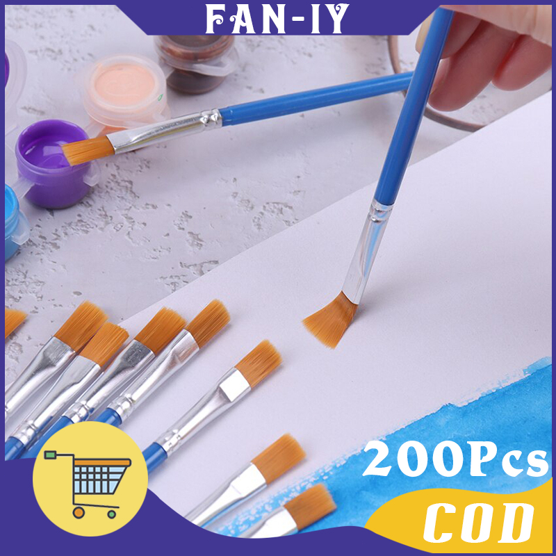 Jual 200pcs Paint Brush Flat Set Brush Face Painting Kuas Lukis Fan ...