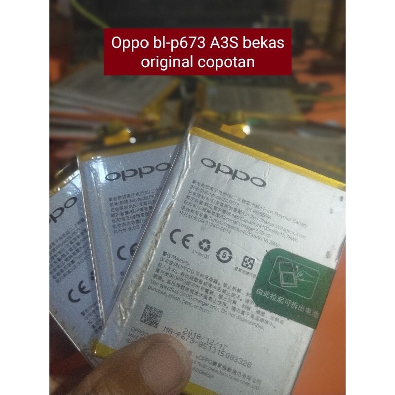 Jual baterai Oppo blp673 ,a3s bekas original copotan | Shopee Indonesia