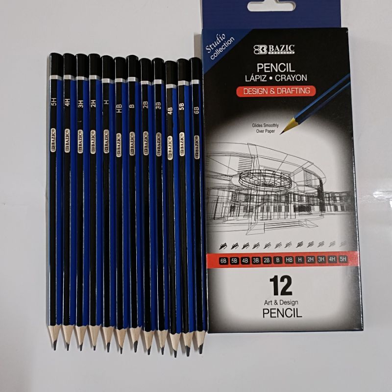Jual drawing pensil bazic / pensil gambar set 6B - 5H ( 12 pcs ...
